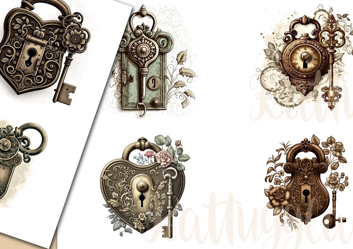 Steampunk Key, Clipart, Digital Download, Steampunk, Cardmaking, Mixed ...
