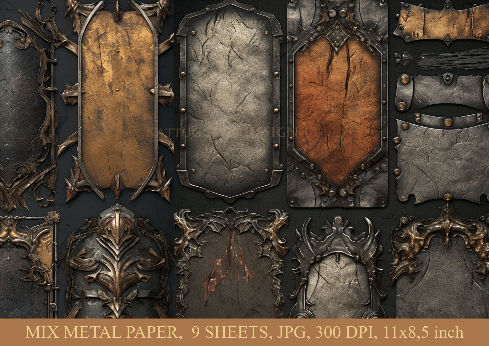 Mix Metal, Digital Download, Backgrounds, Junk Journal, Scrapbooking ...