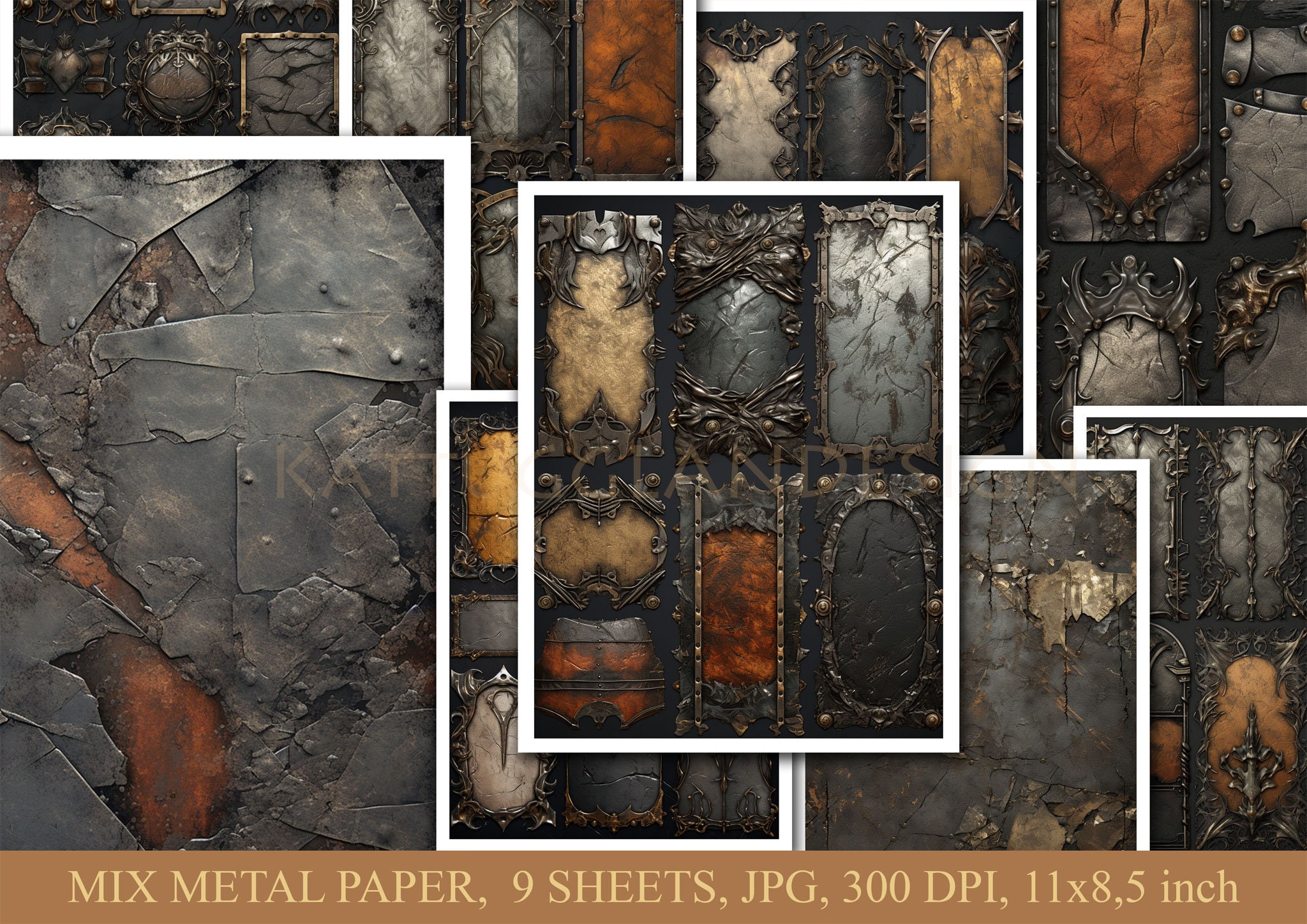 Mix Metal, Digital Download, Backgrounds, Junk Journal, Scrapbooking ...