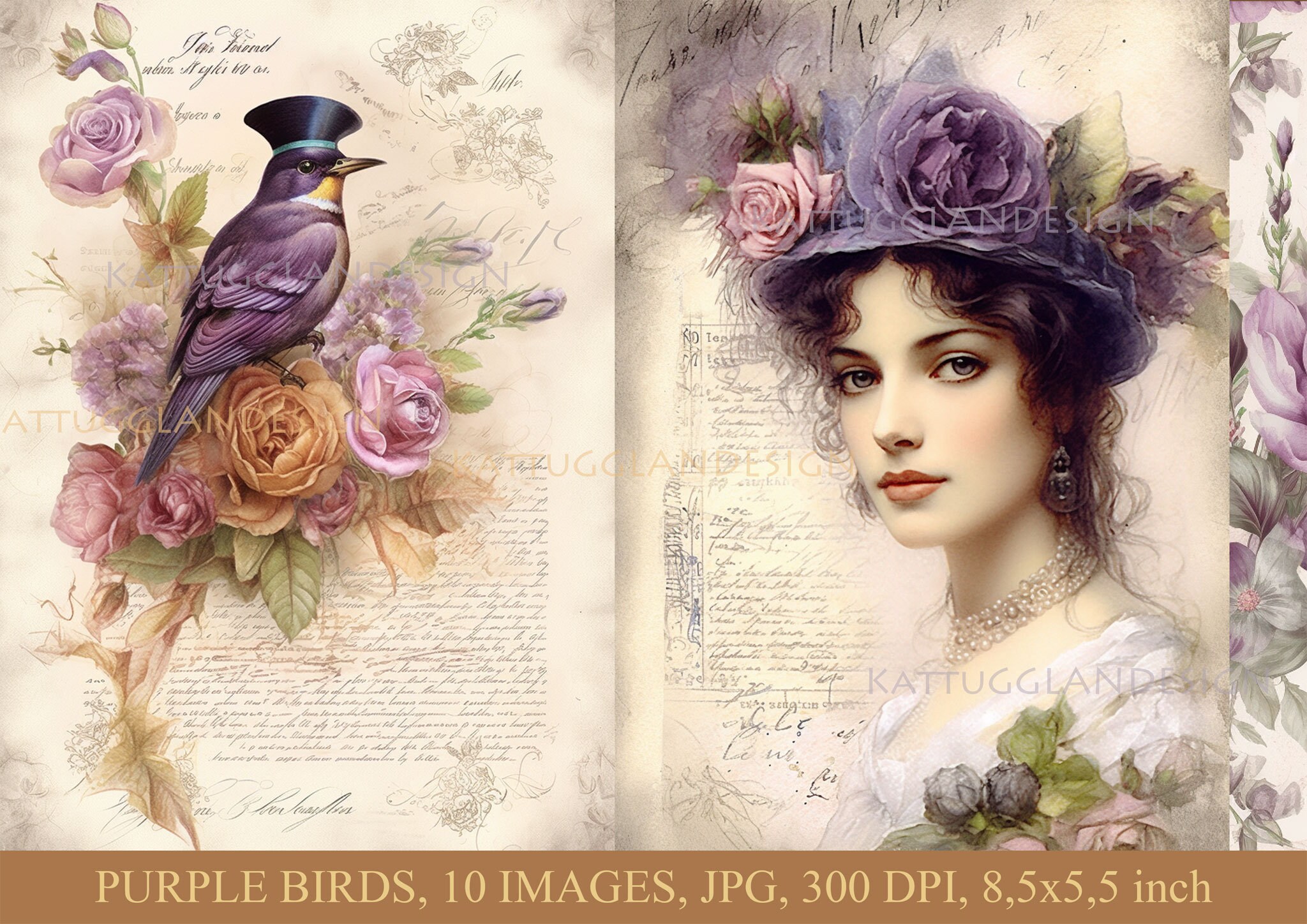 Purple, Birds, Woman, Letters, Digital Download, Commersial Use ...