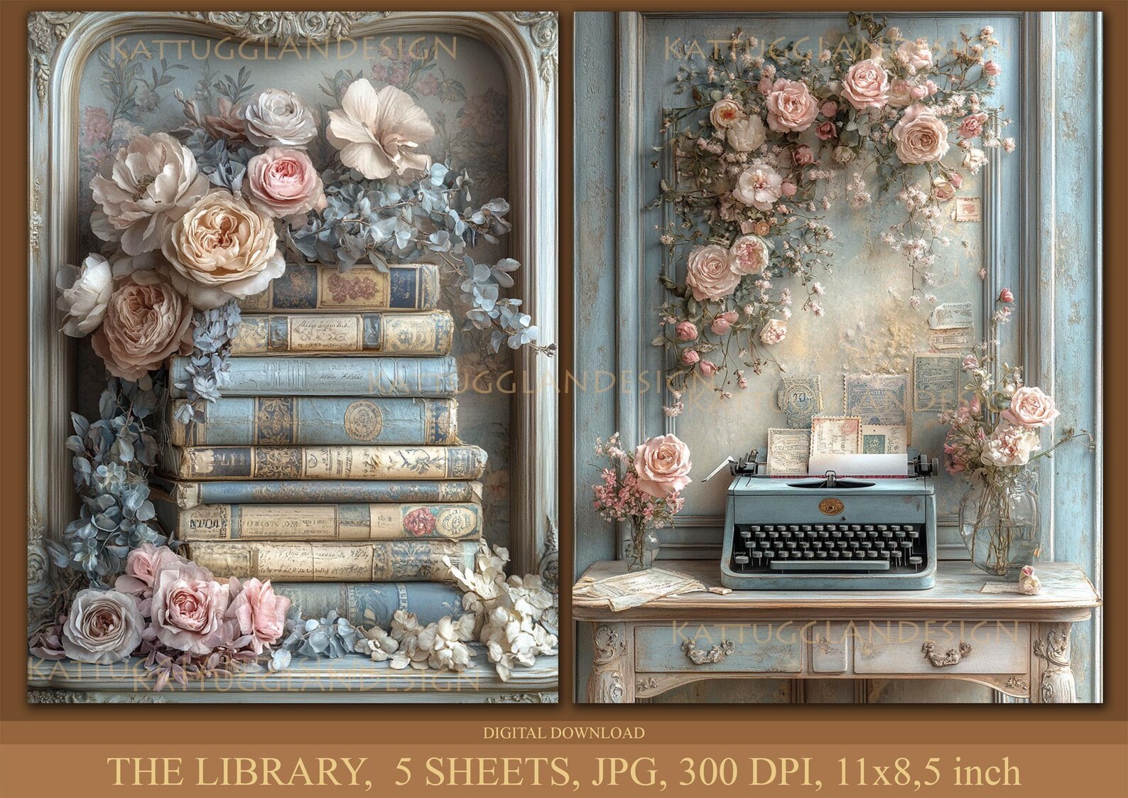 The Library, Digital Download, Junk Journal, Scrapbooking, Commercial ...