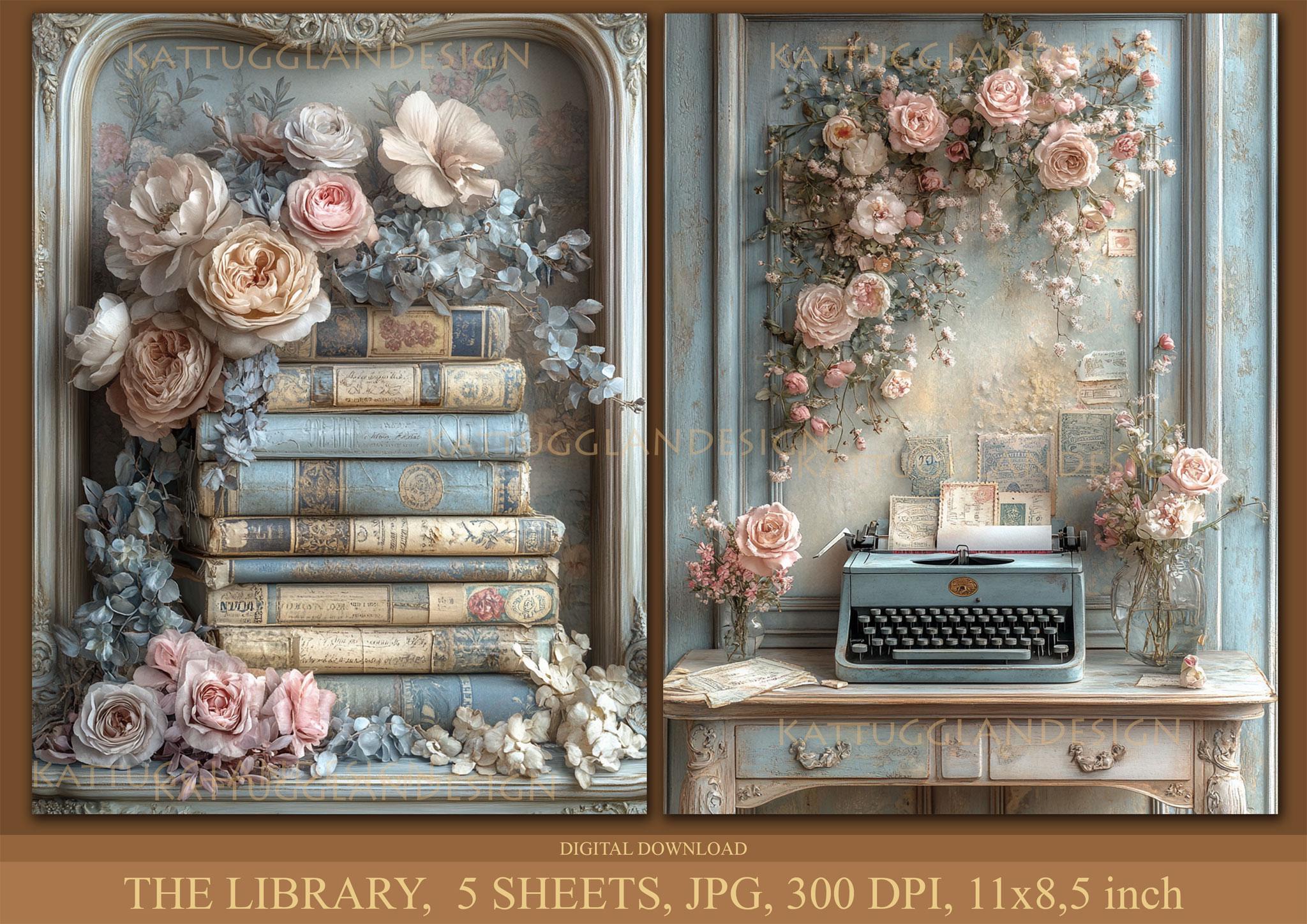 The Library, Digital Download, Junk Journal, Scrapbooking, Commercial ...