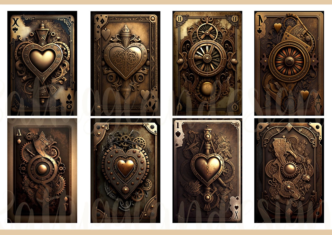 Steampunk Cards, Clipart, Digital Download, Steampunk, Cards ...