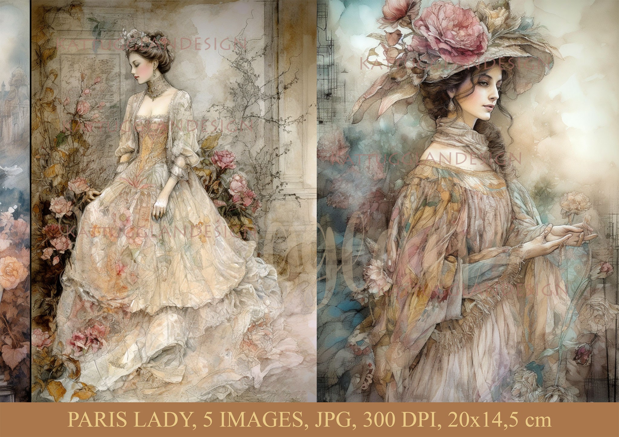 Paris Lady, Digital Download, Commersial Use, Journal Junk ...