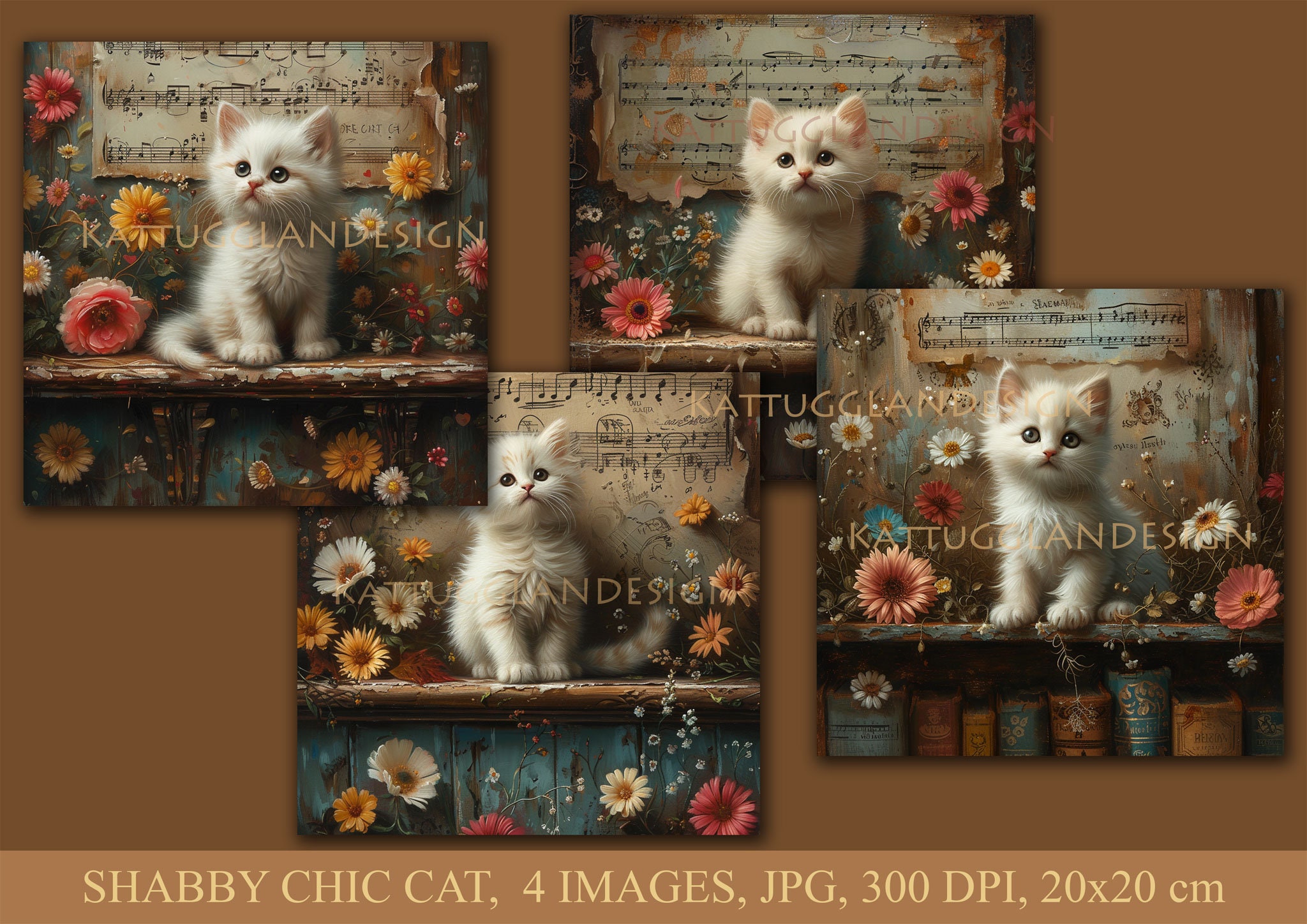 Shabby Chic Cat, Digital Download, Junk Journal, Scrapbooking, Clip Art ...