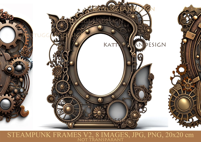 Steampunk Frames V2, Steampunk, Printable, Digital Download, Commercial ...