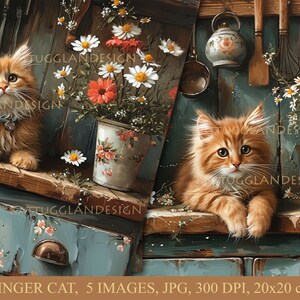 Ginger Cat, Digital Download, Junk Journal, Scrapbooking, Clip Art ...