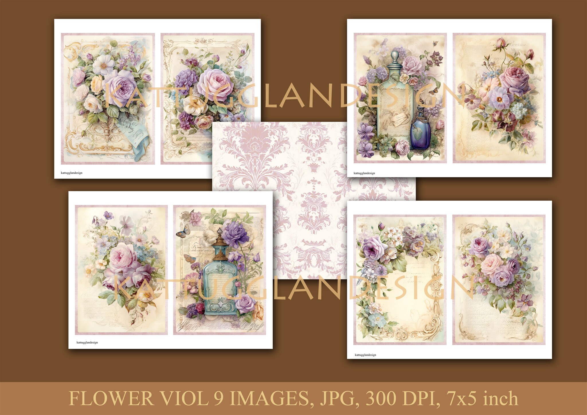 Flower Viol, Digital Download, Ephemera, Junk Journal, Scrapbooking ...