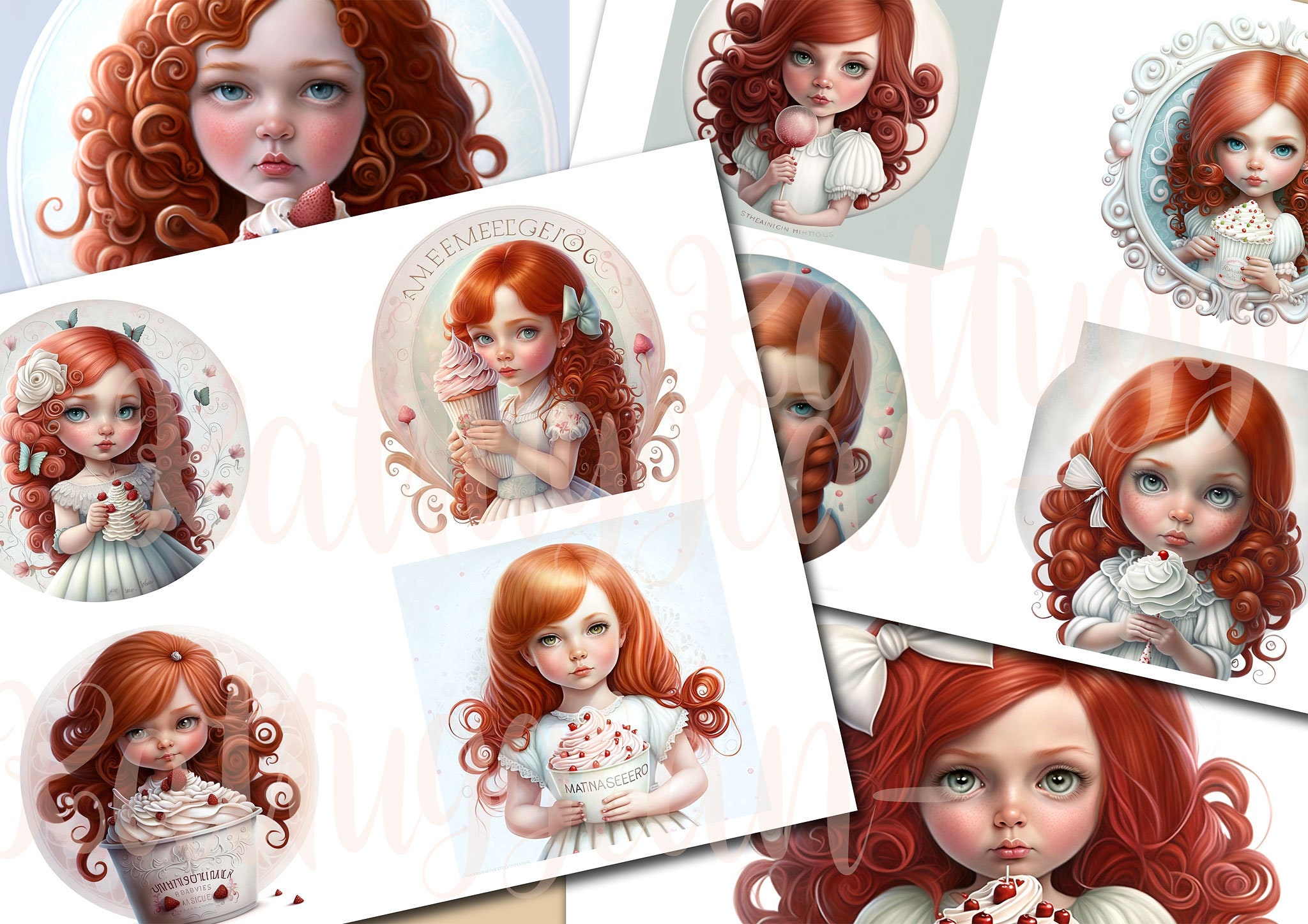 Red Candy Girls, Clipart, Digital Download, Junk Journal, Scrapbooking ...
