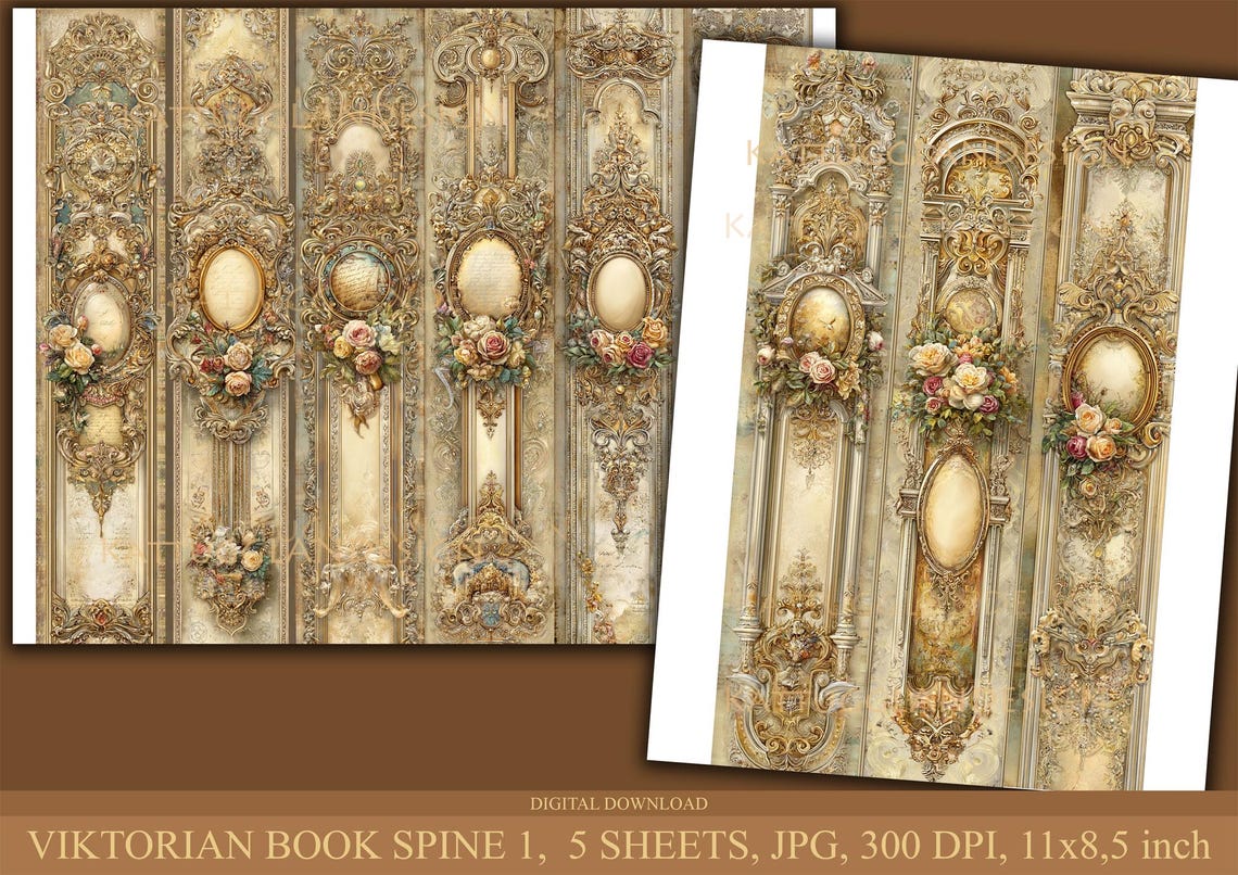 Victorian Book Spine 1, Digital Download, Junk Journal, Scrapbooking ...