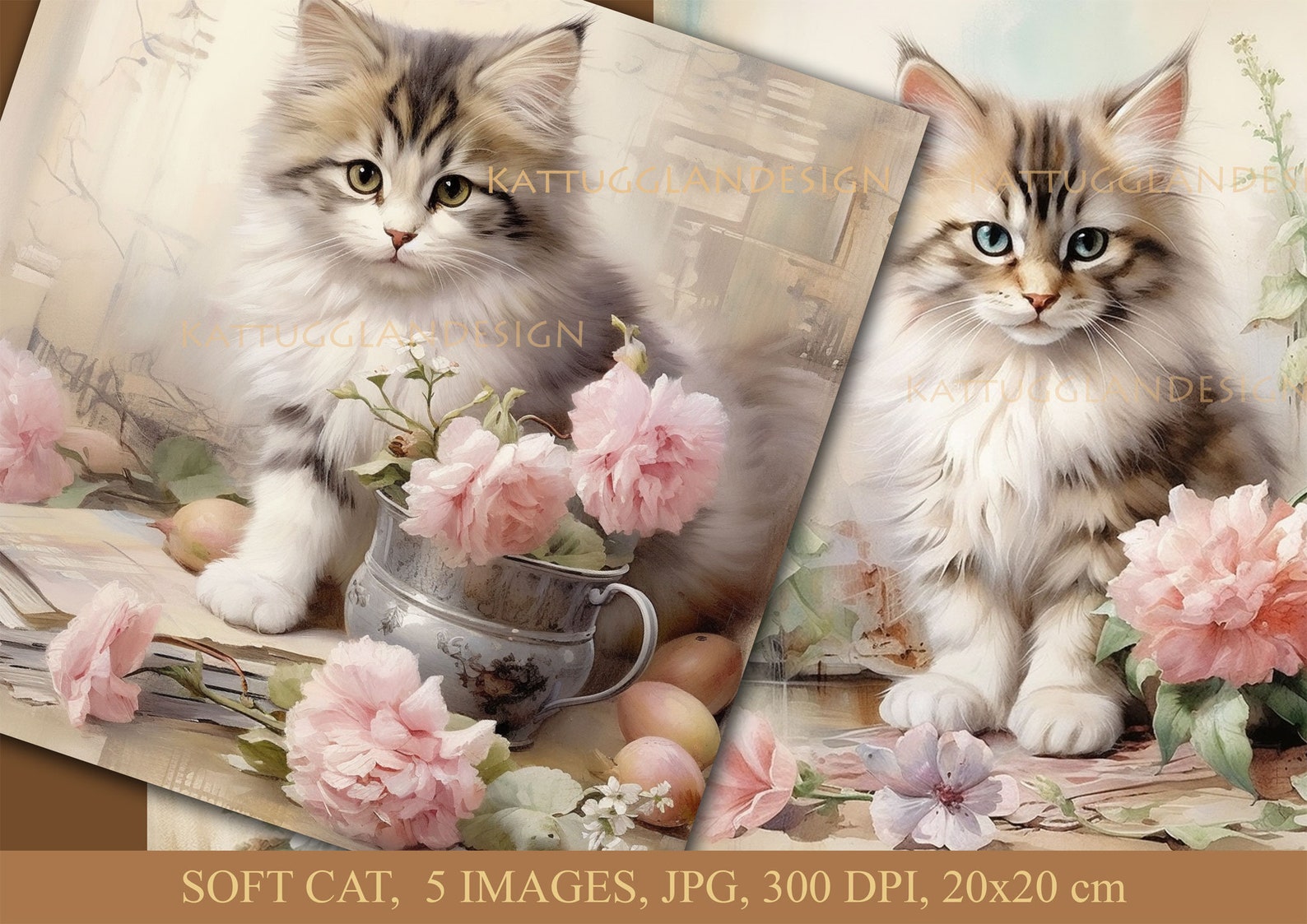 Soft Cats, Digital Download, Ephemera, Junk Journal, Scrapbooking, Clip ...