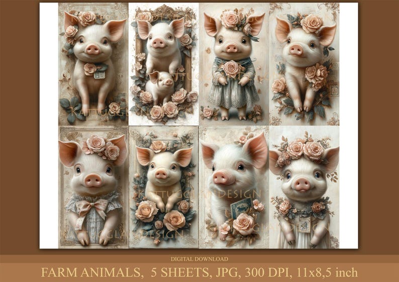 Farm Animal, Digital Download, Junk Journal, Scrapbooking, Commercial ...