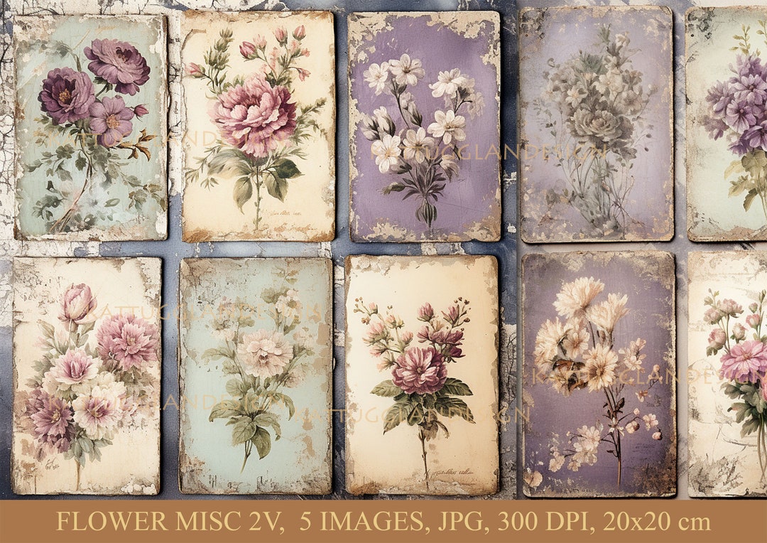 Flower Misc 2v, Digital Download, Junk Journal, Scrapbooking, Clip Art ...
