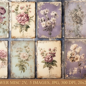 Flower Misc 2v, Digital Download, Junk Journal, Scrapbooking, Clip Art ...