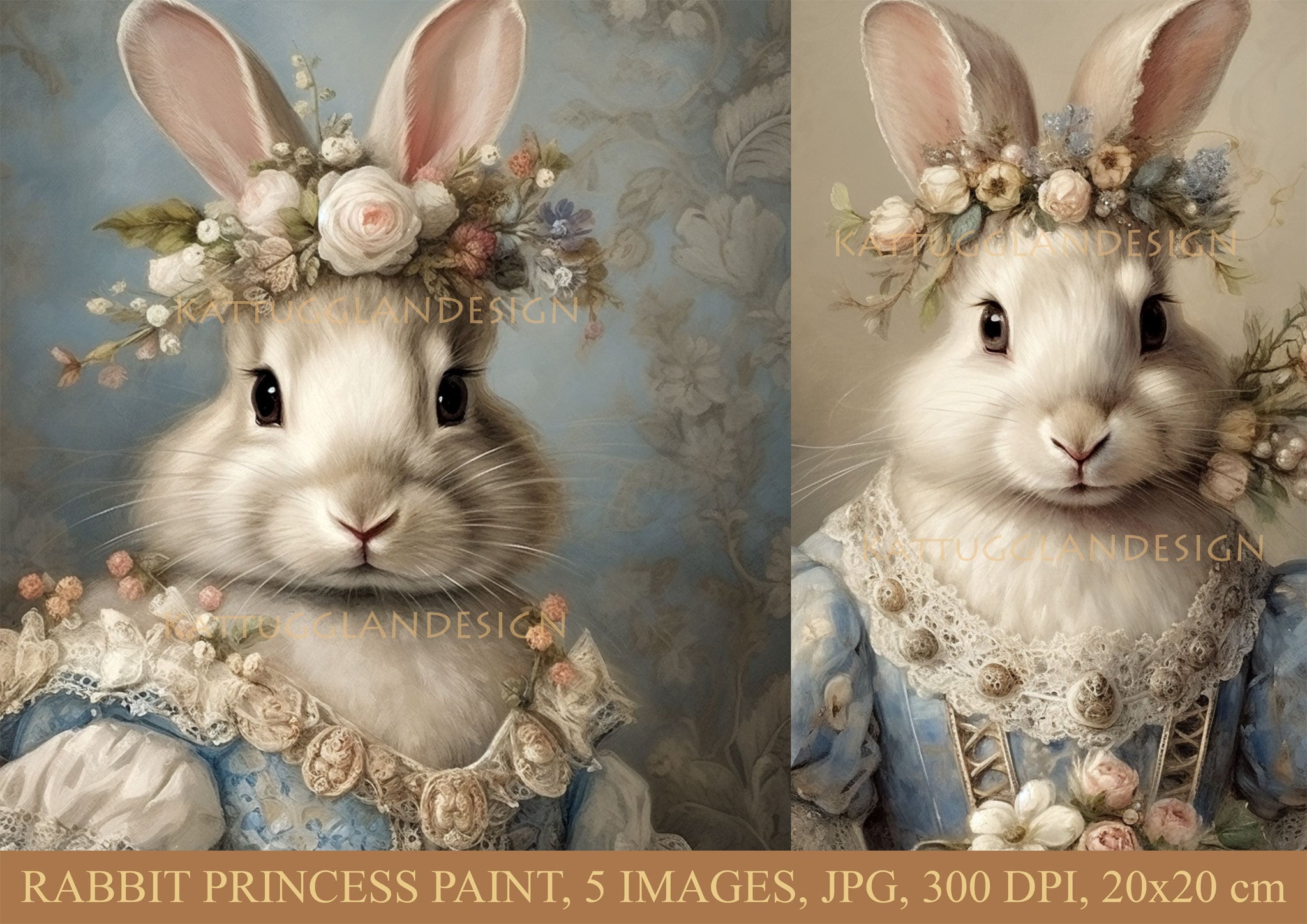 Rabbit Princess Paint, Digital Download, Scrapbooking, Junk Journal ...