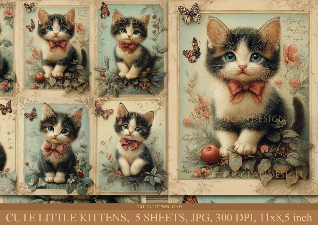 Cute Little Kittens, Digital Download, Junk Journal, Scrapbooking ...