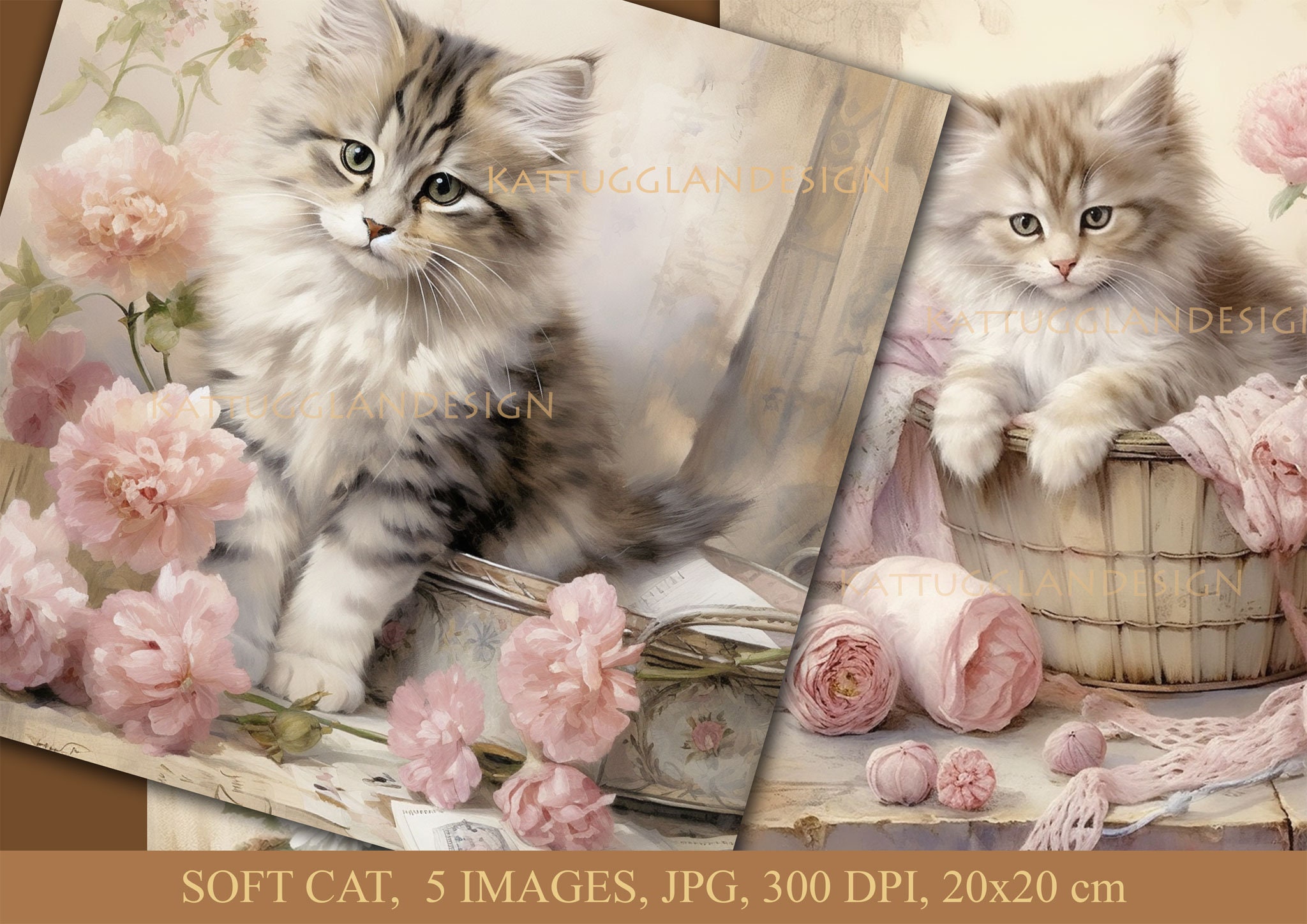 Soft Cats, Digital Download, Ephemera, Junk Journal, Scrapbooking, Clip ...