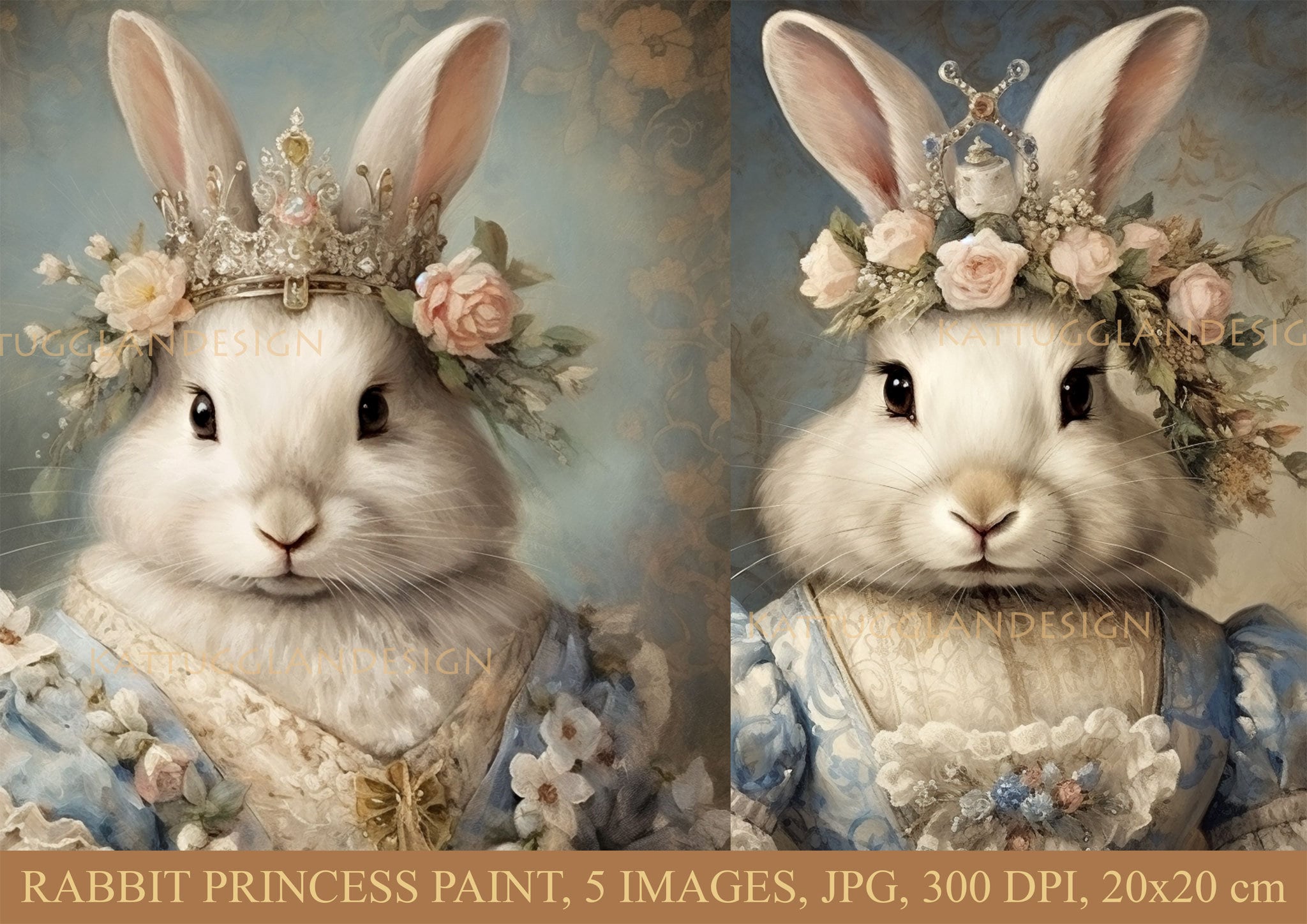 Rabbit Princess Paint, Digital Download, Scrapbooking, Junk Journal ...