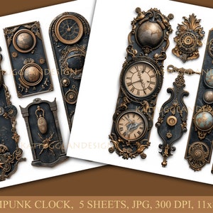 Steampunk Clock, Digital Download, Junk Journal, Scrapbooking ...