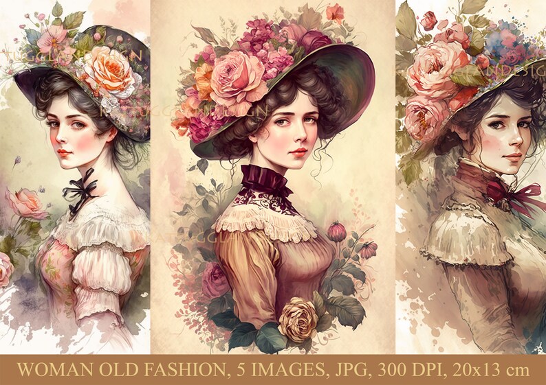 Woman Old Fashion, Digital Download, Commersial Use, Journal Junk ...