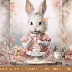 Rabbit Teaparty, Digital Download, Scrapbooking, Junk Journal ...