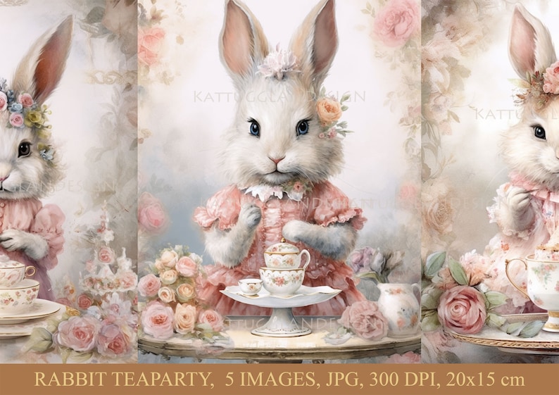 Rabbit Teaparty, Digital Download, Scrapbooking, Junk Journal ...