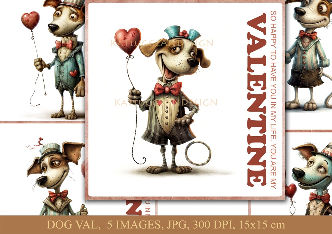 Dog Val, Greeting Card, Comic, Digital Download, Scrapbooking, Clip Art ...