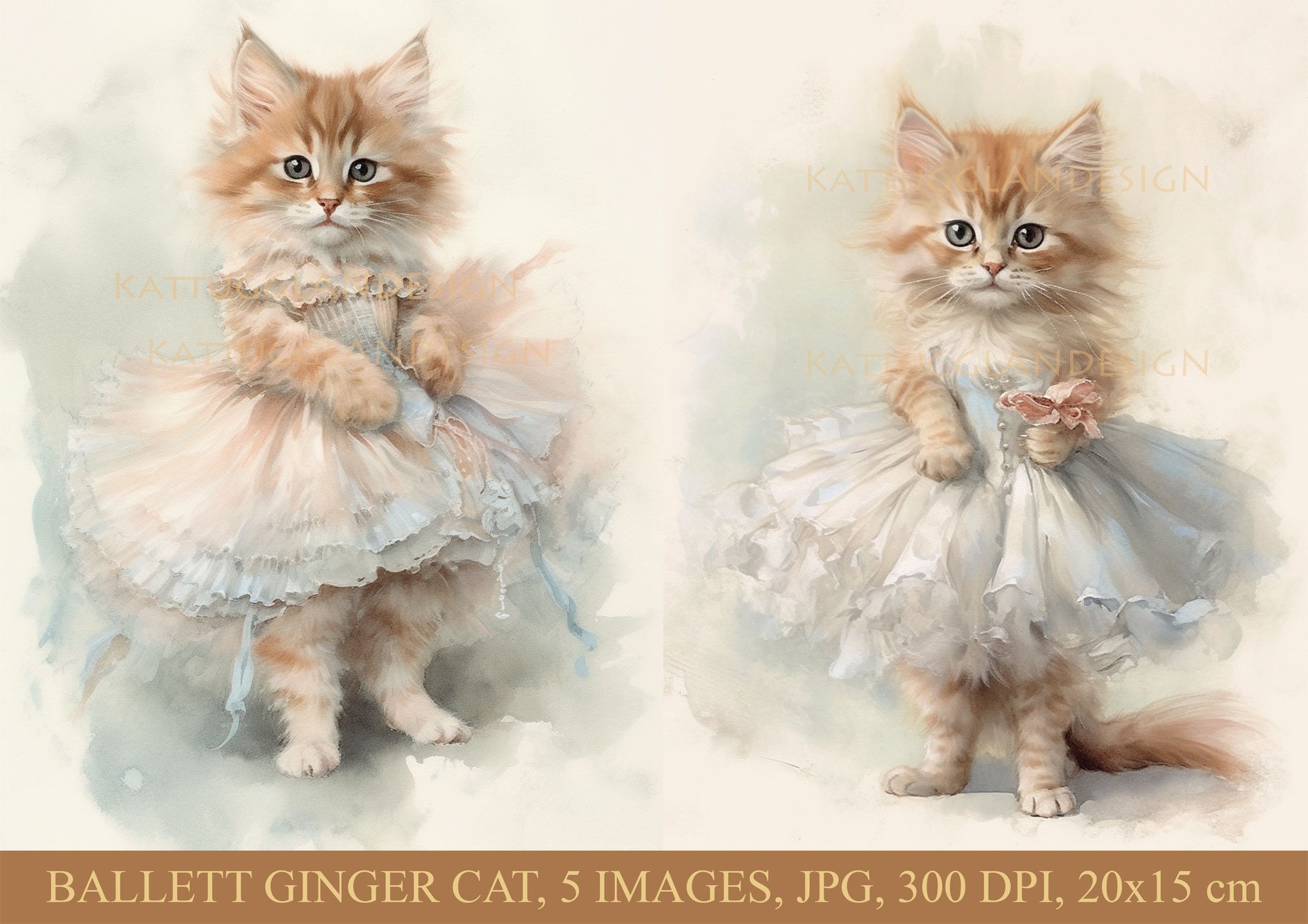 Ballet Ginger Cat, Digital Download, Scrapbooking, Junk Journal ...