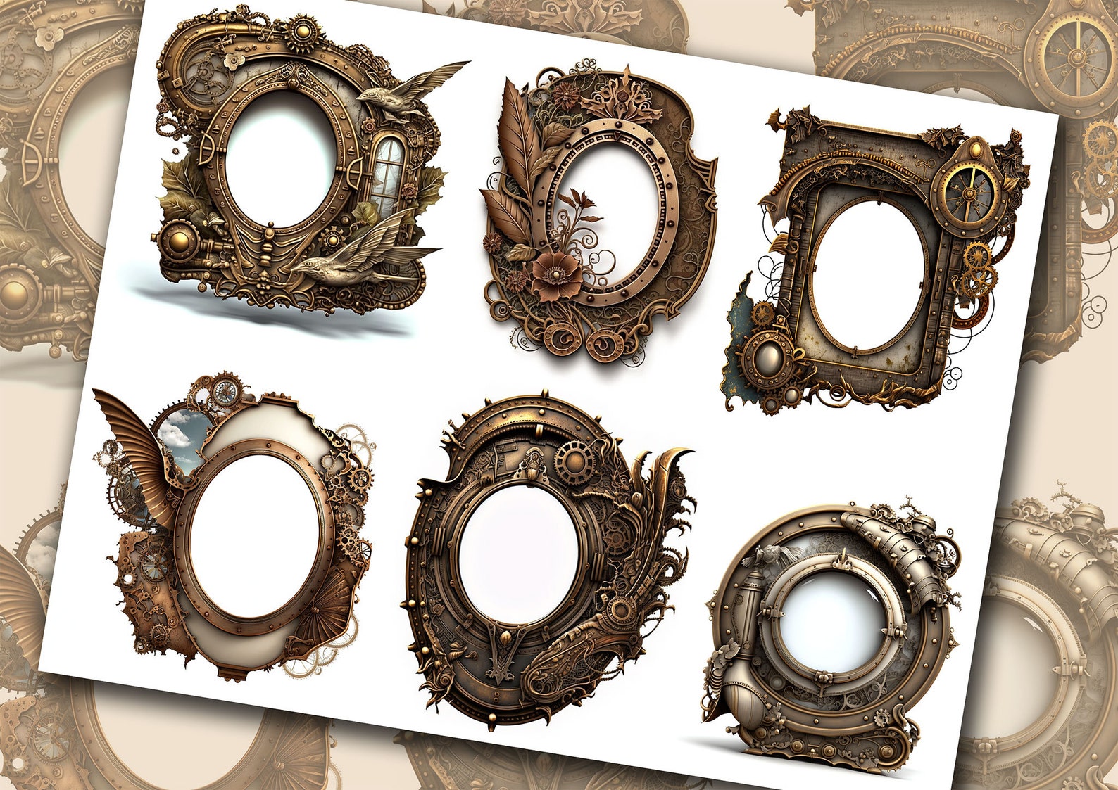 Steampunk Frames, Steampunk, Printable, Digital Download, Commercial ...