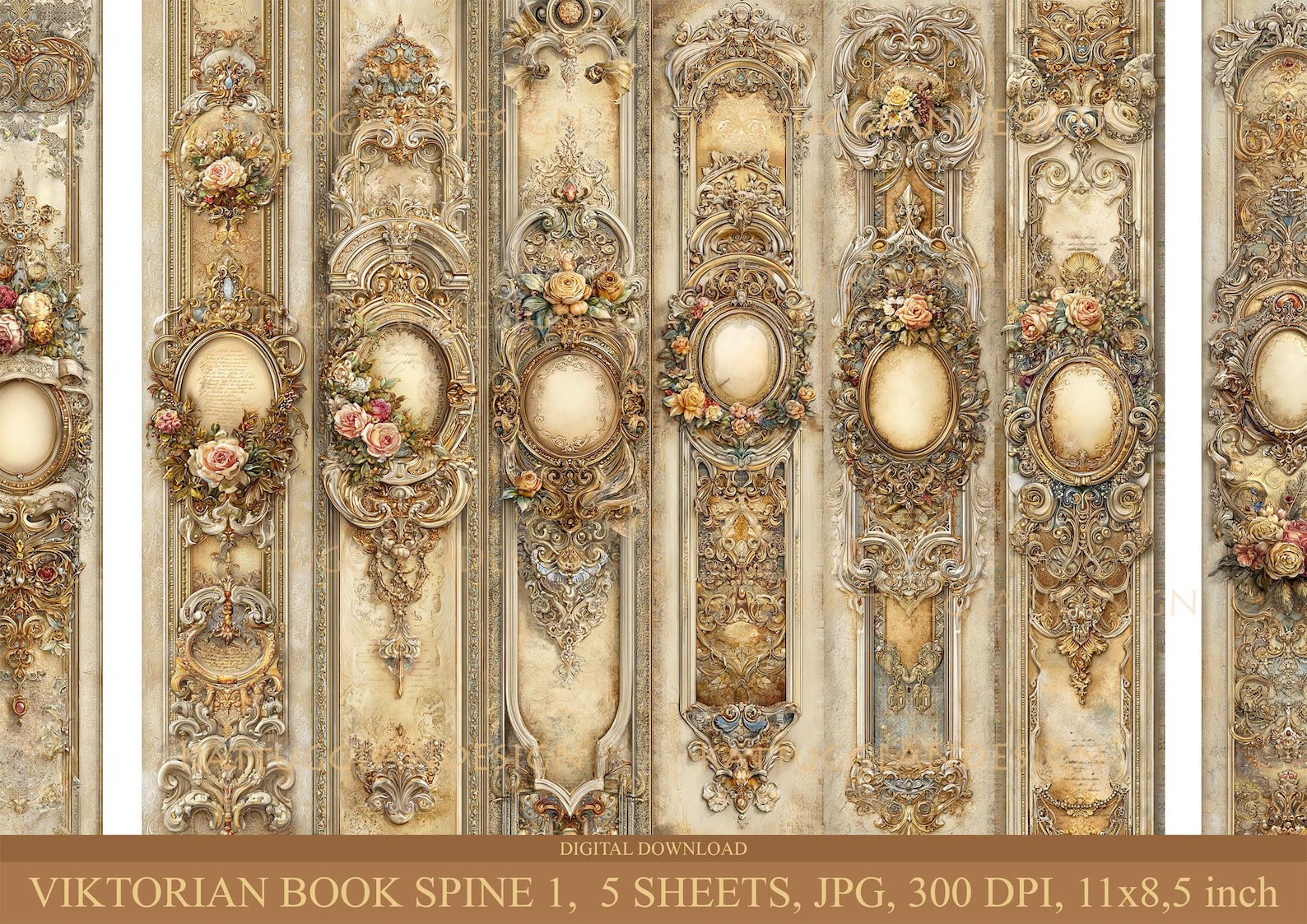 Victorian Book Spine 1, Digital Download, Junk Journal, Scrapbooking ...