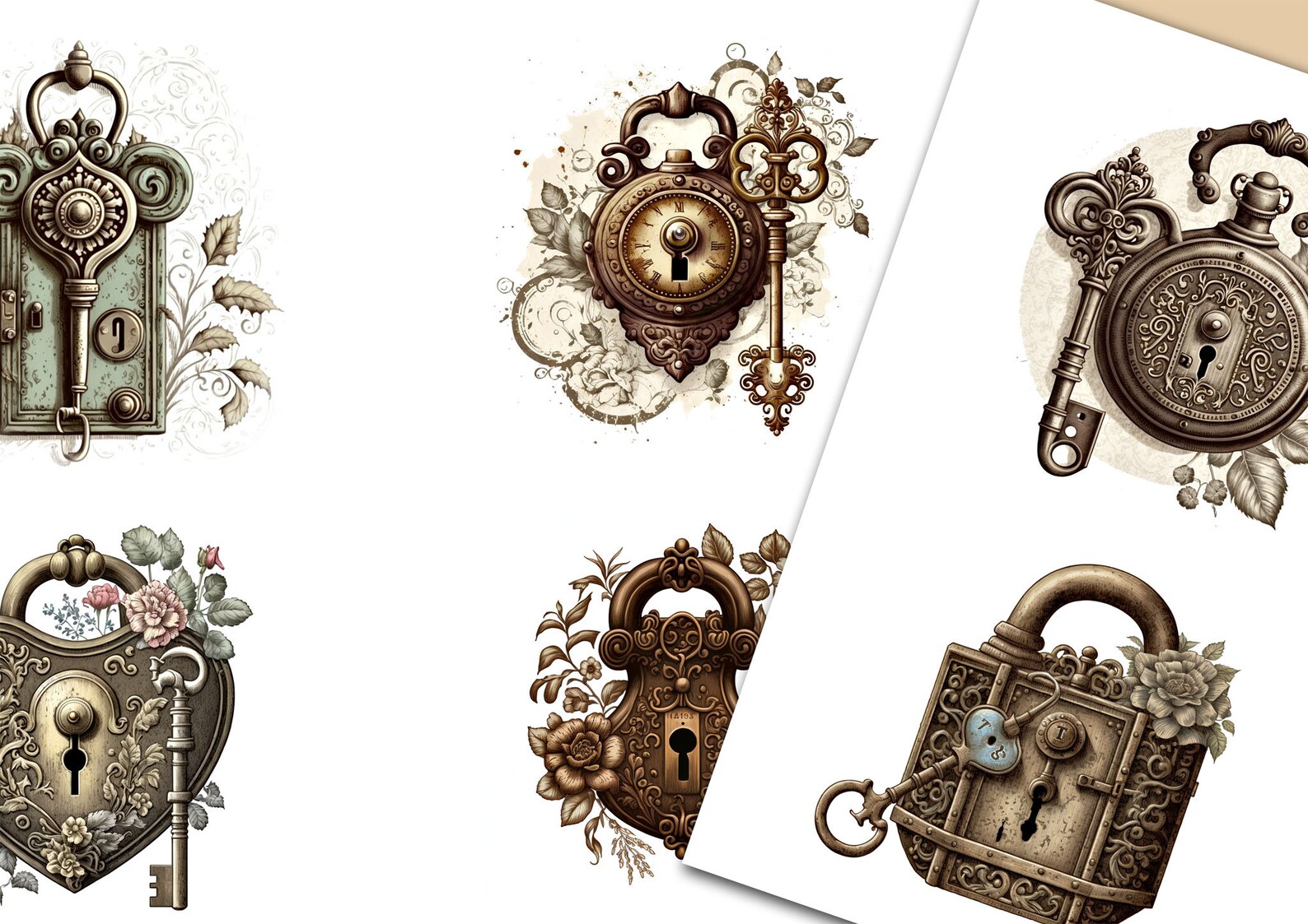 Steampunk Key, Clipart, Digital Download, Steampunk, Cardmaking, Mixed ...