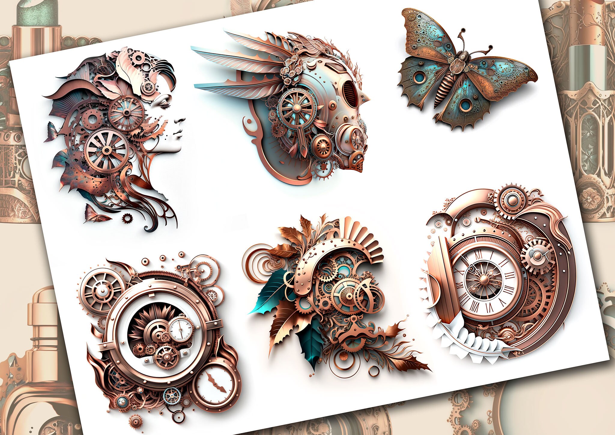 Steampunk Beauty, Steampunk Printable, Digital Download, Commercial Use ...