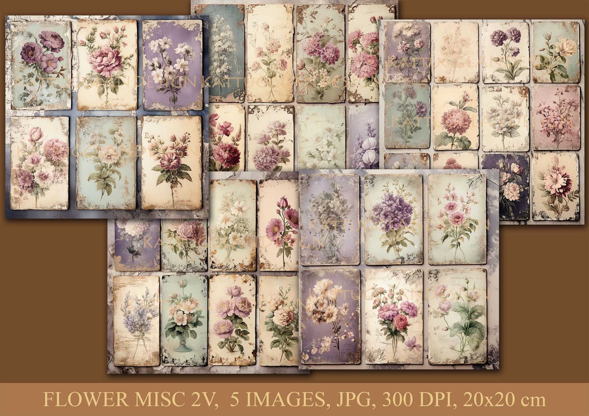 Flower Misc 2v, Digital Download, Junk Journal, Scrapbooking, Clip Art ...