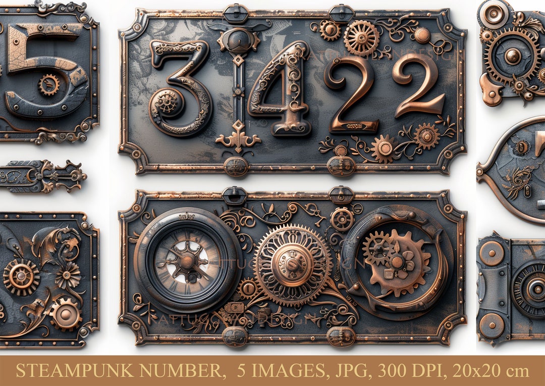 Steampunk Number, Digital Download, Junk Journal, Scrapbooking, Clip ...