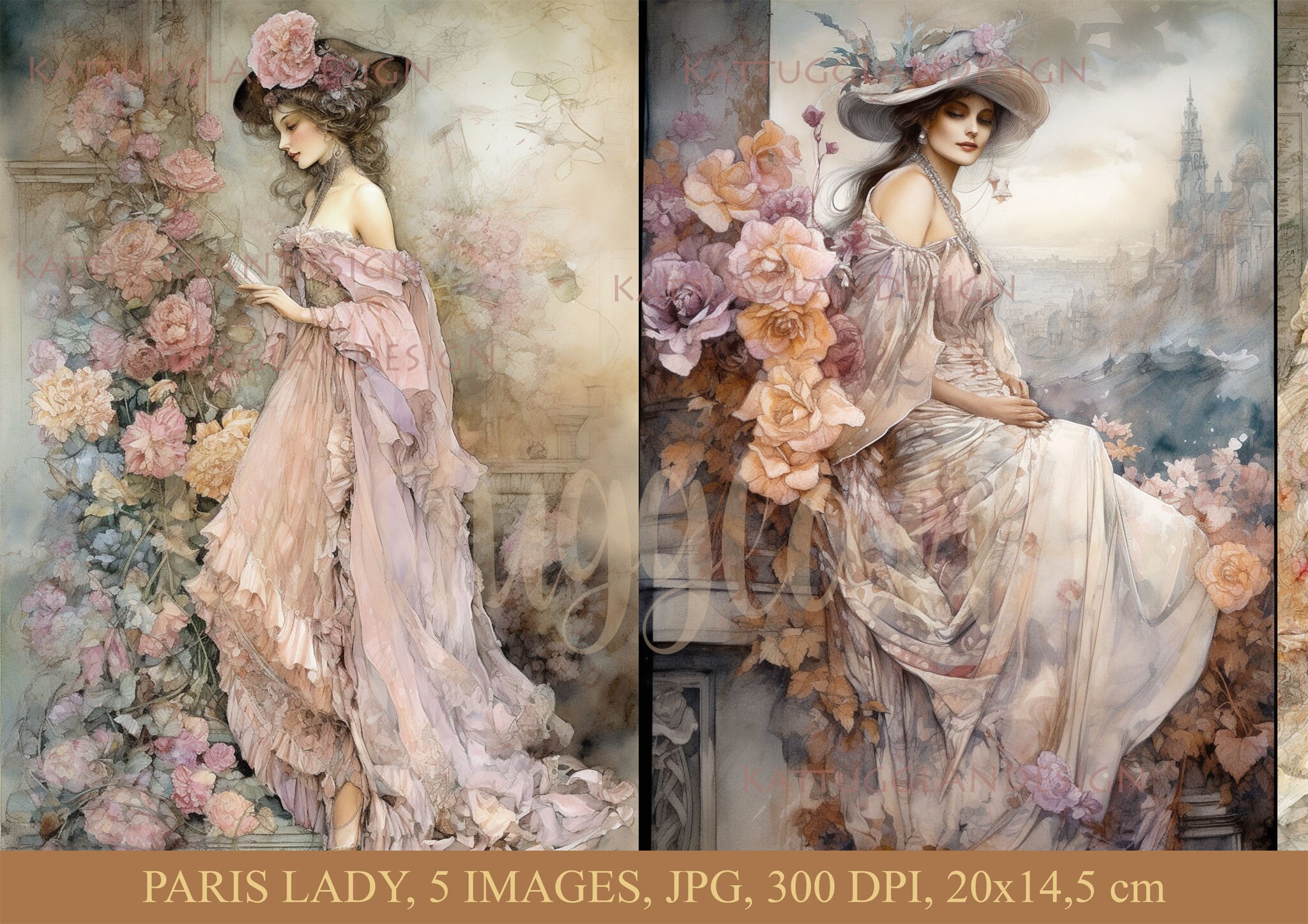 Paris Lady, Digital Download, Commersial Use, Journal Junk ...