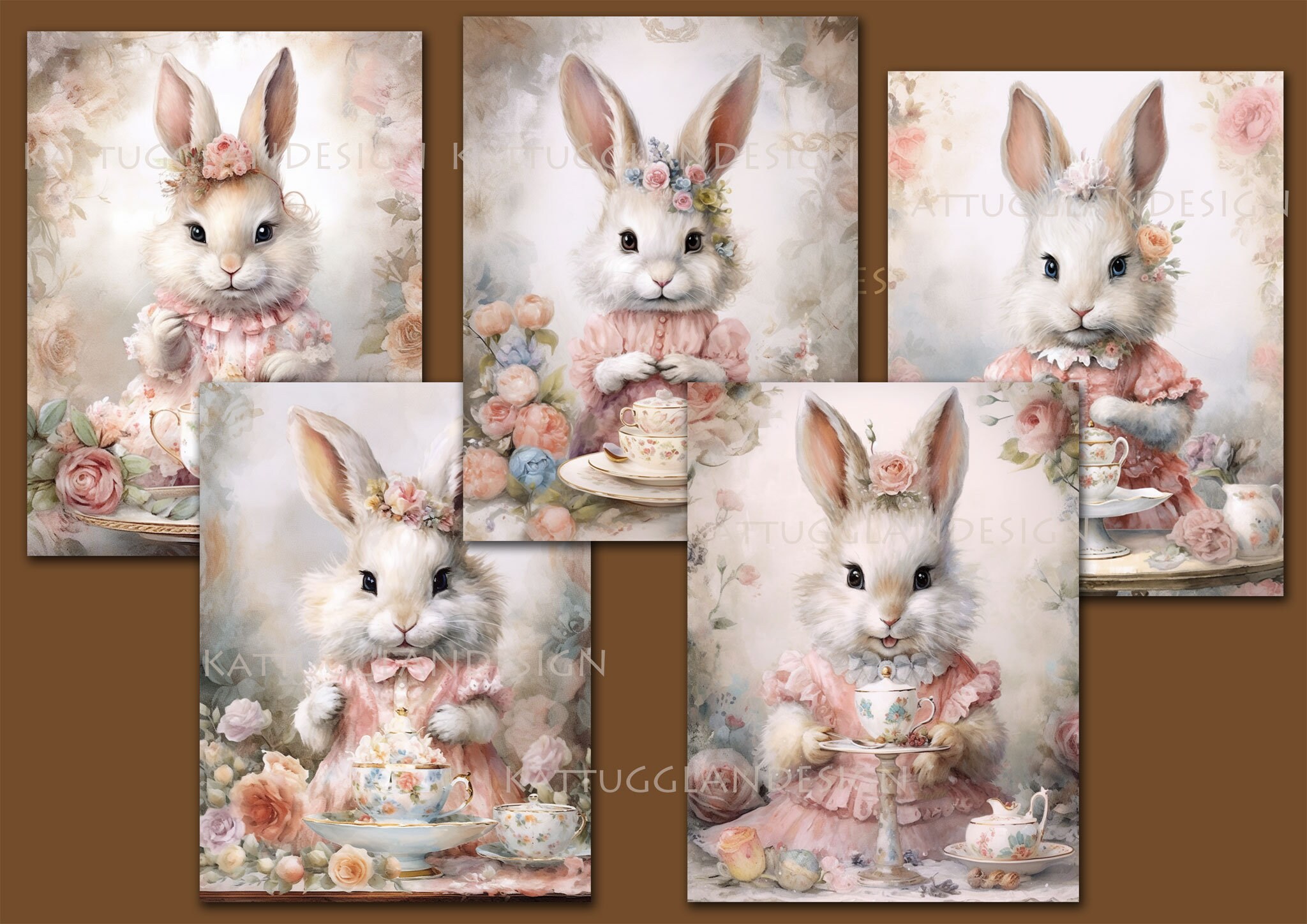 Rabbit Teaparty, Digital Download, Scrapbooking, Junk Journal ...