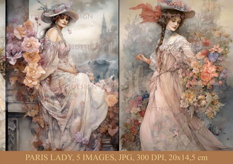Paris Lady, Digital Download, Commersial Use, Journal Junk ...