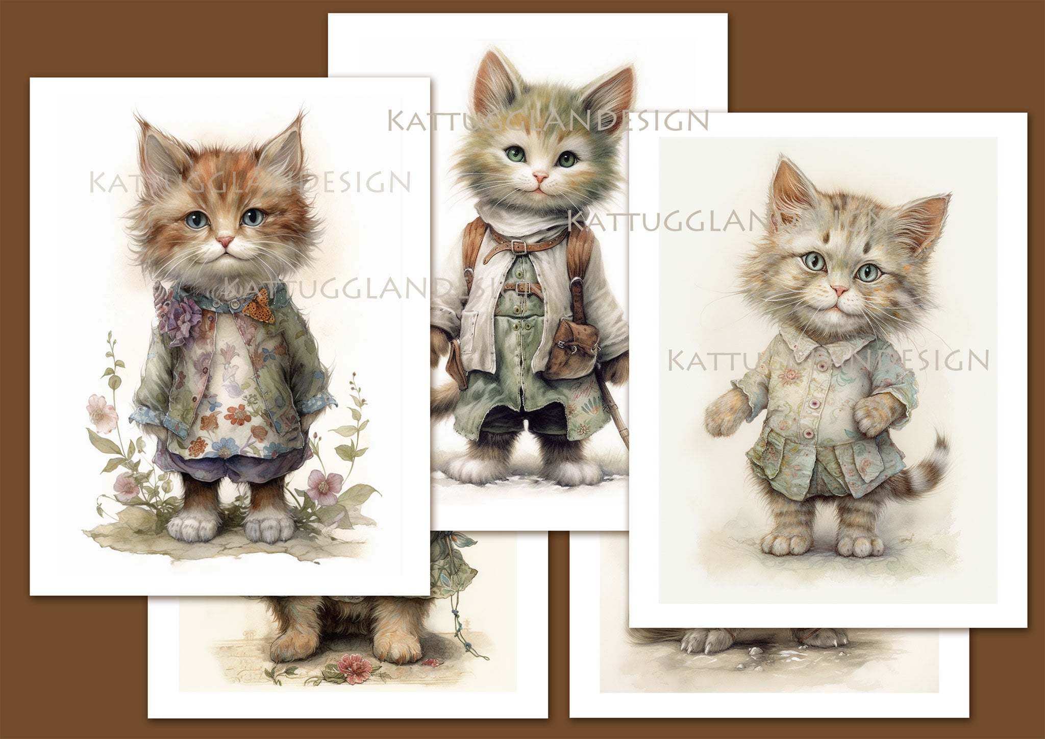 Cats Boho 5 Sheets Clipart Watercolor Digital Download - Etsy