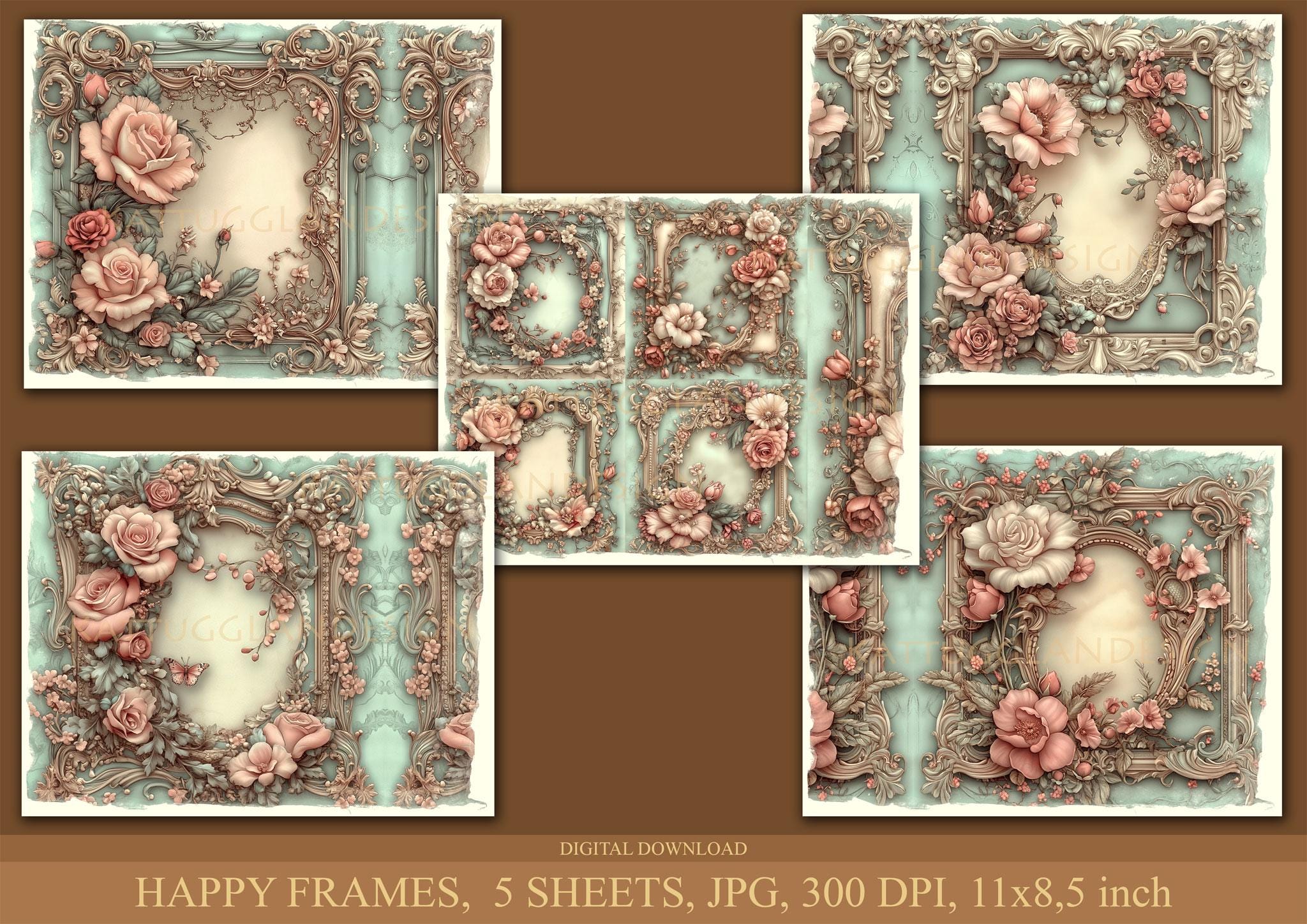 Happy Frames, Digital Download, Junk Journal, Scrapbooking, Commercial ...