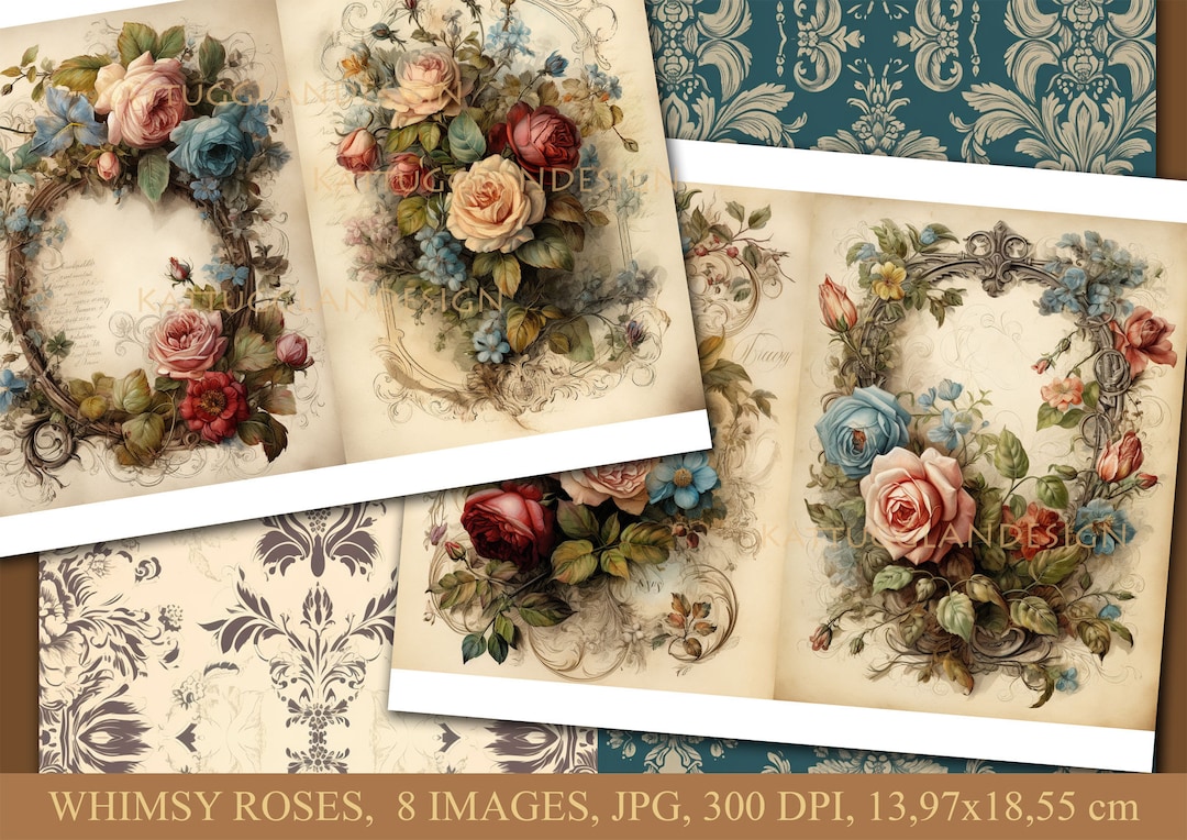 Whimsy Roses, Digital Download, Commercial Use, Scrapbooking ...