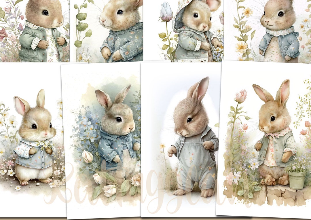 Bunny Boy 1, Cardmaking, Mixed Media, Digital Download, Ephemera, Junk ...