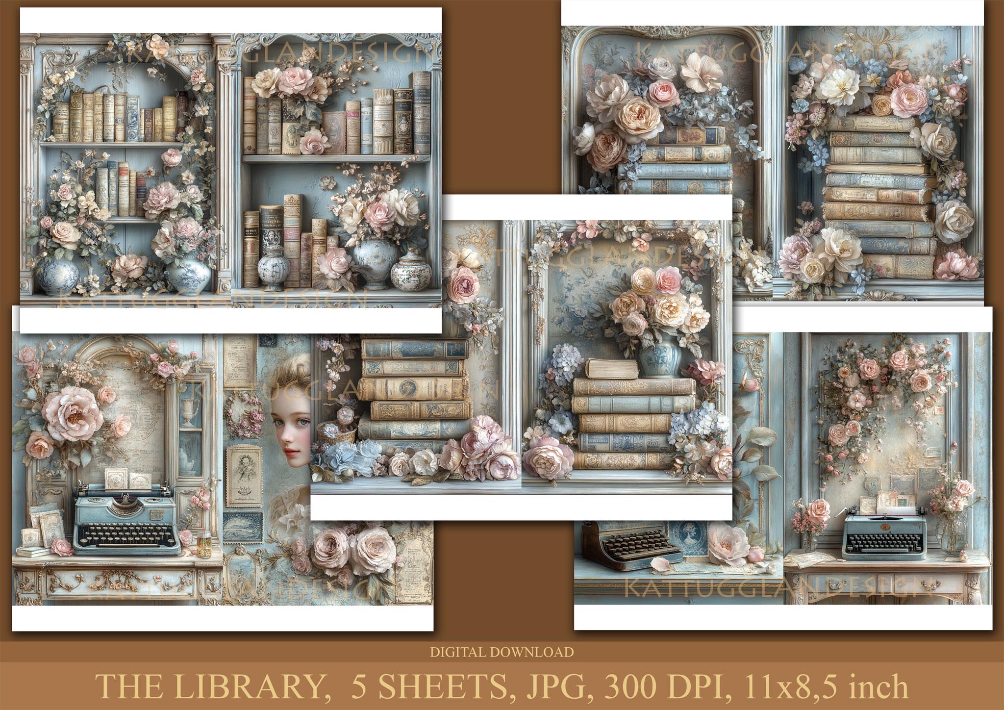 The Library, Digital Download, Junk Journal, Scrapbooking, Commercial ...