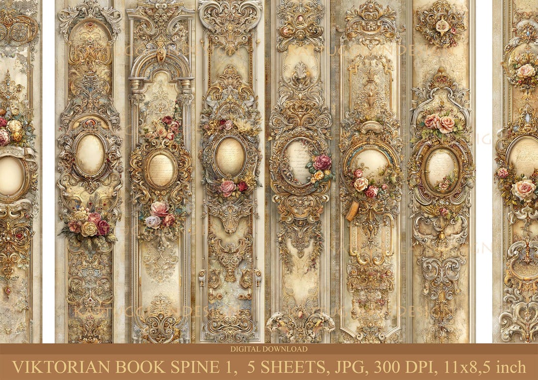 Victorian Book Spine 1, Digital Download, Junk Journal, Scrapbooking ...