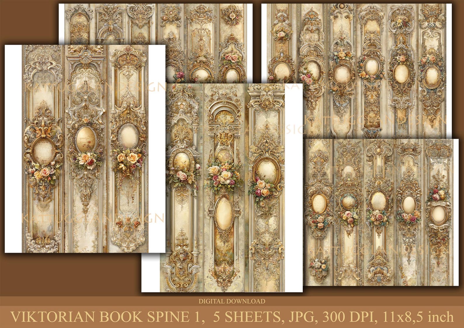 Victorian Book Spine 1, Digital Download, Junk Journal, Scrapbooking ...