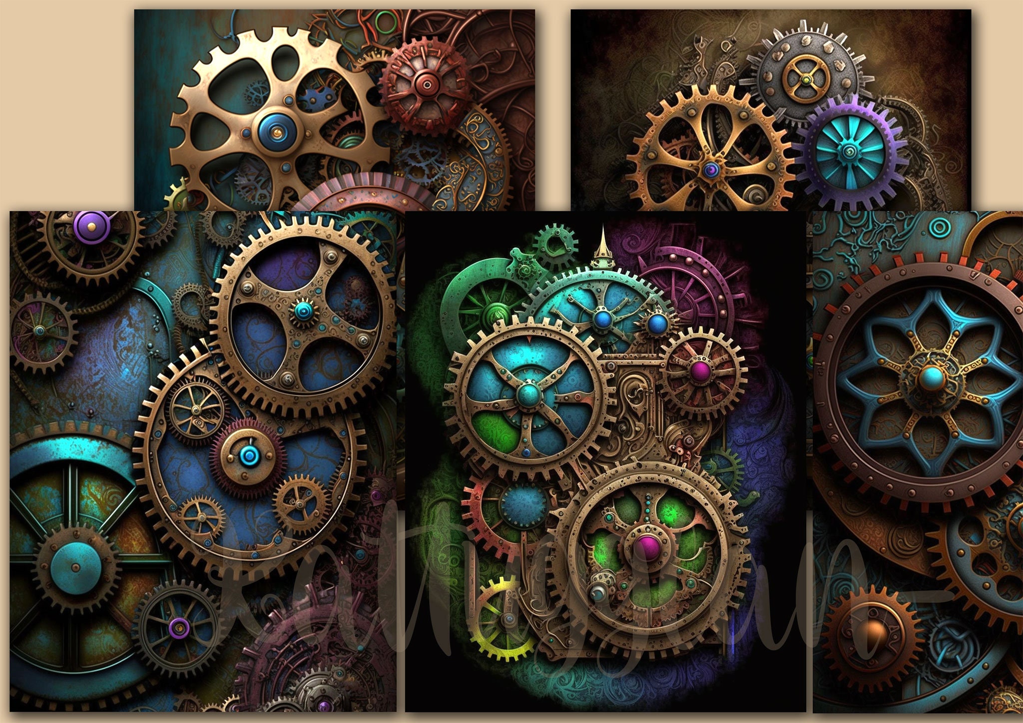 Steampunk Paper, Backgrounds, Digital Download, Commersial Use ...