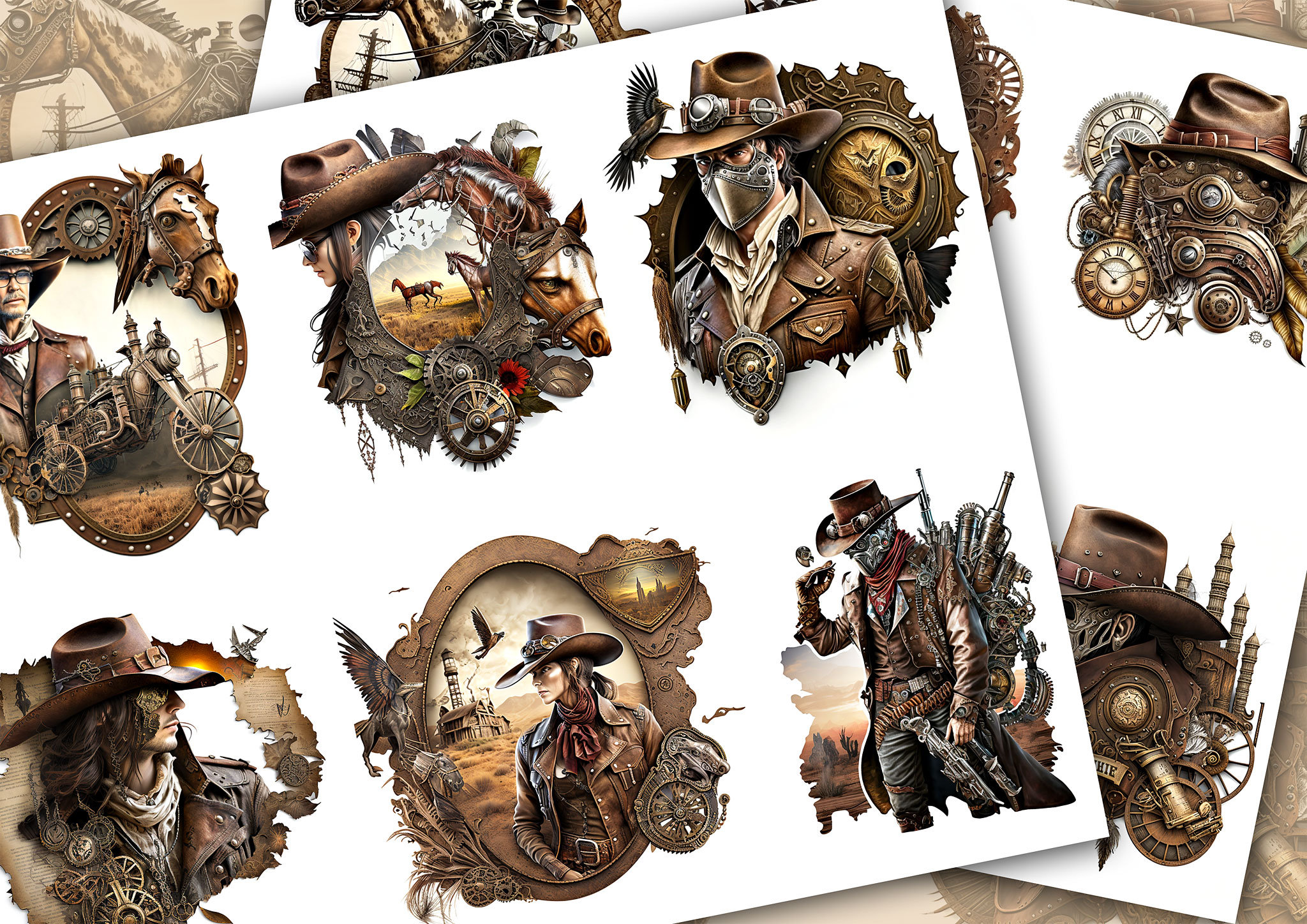 Steampunk Wild West, Digital Download, Commercial Use, Ephemera, Junk ...