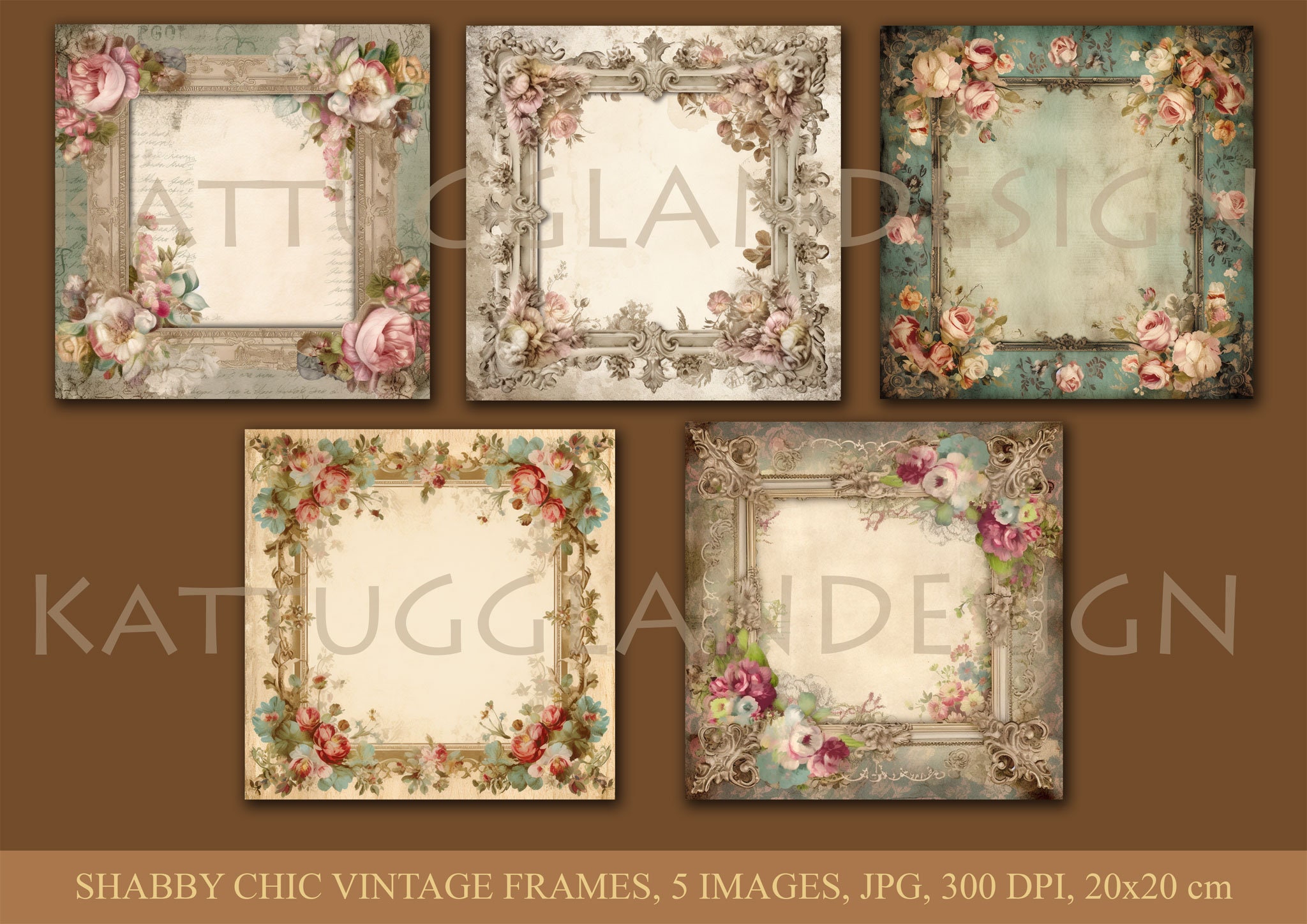 Shabby Chic, Vintage Frames, Digital Download, Scrapbooking, Junk ...