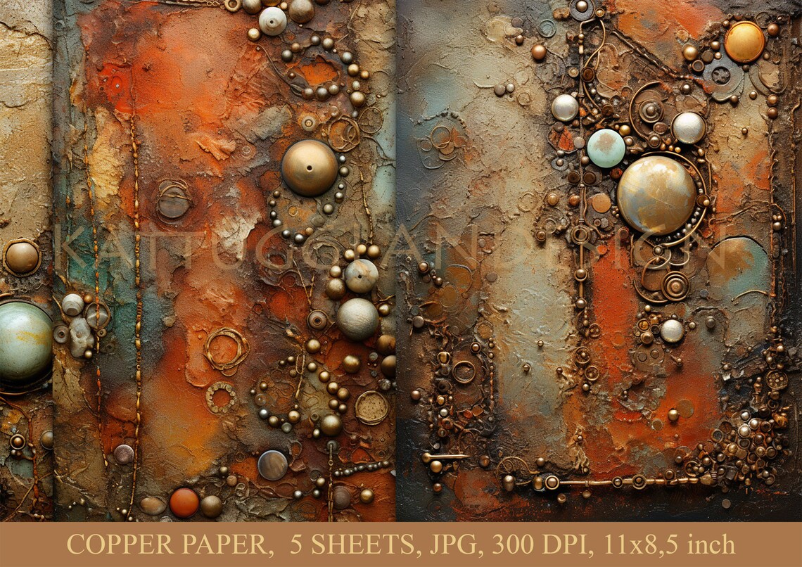 Copper Paper, Digital Download, Backgrounds, Junk Journal, Scrapbooking ...
