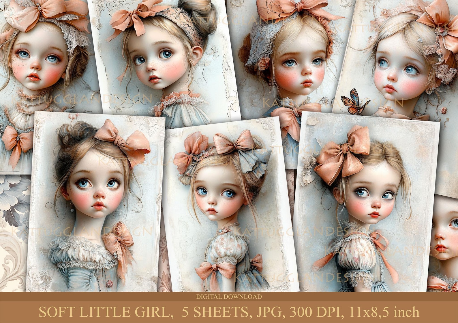 Soft Little Girls, Digital Download, Junk Journal, Scrapbooking ...