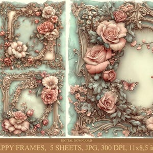 Happy Frames, Digital Download, Junk Journal, Scrapbooking, Commercial ...
